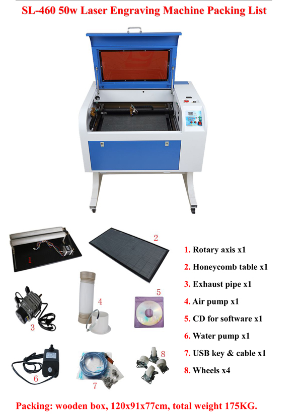 New Model SL-460 50W CO2 Laser Cutter Engraver Machine for Glass ...